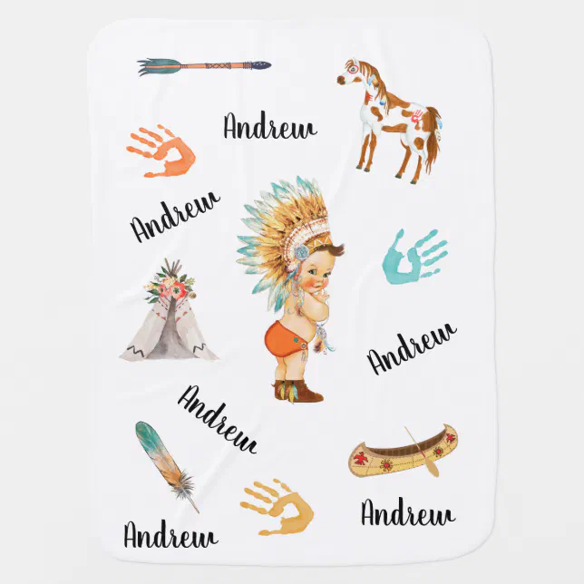 Native American Baby Boy Nursery Blanket Personal | Zazzle