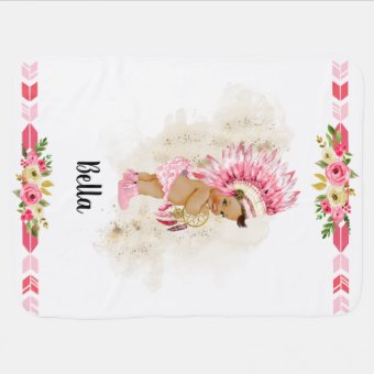 Native American Baby Girl Nursery Blanket Personal | Zazzle