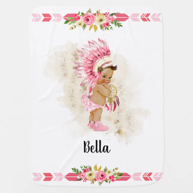 Native American Baby Girl Nursery Blanket Personal | Zazzle