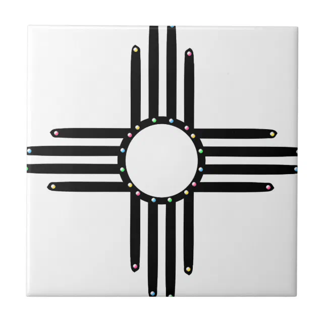 Native American beaded Zia Tile | Zazzle
