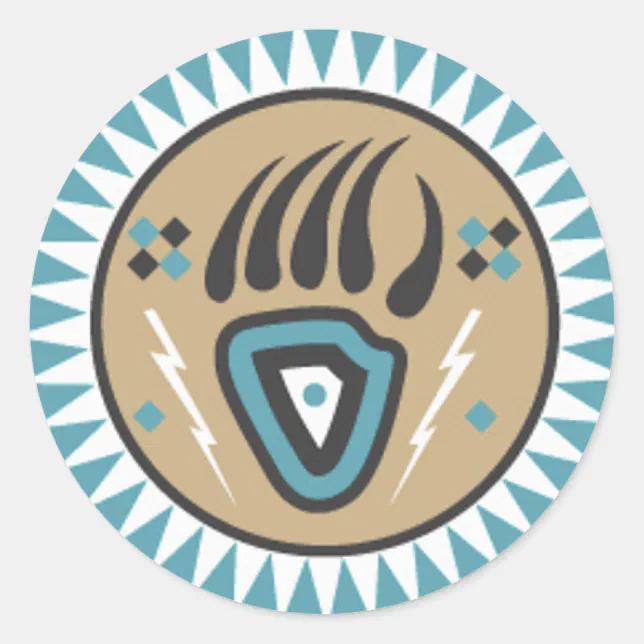 Native American Bear Paw Classic Round Sticker | Zazzle