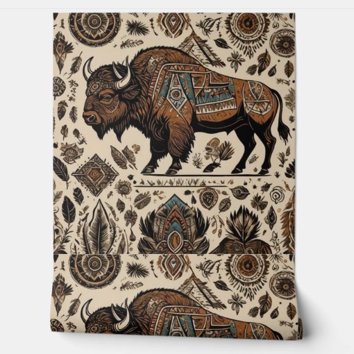 Native American Bison Buffalo Art Wallpaper | Zazzle