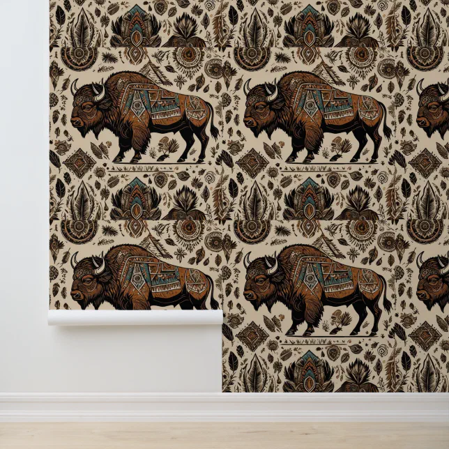 Native American Bison Buffalo Art Wallpaper | Zazzle