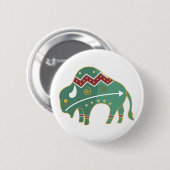 Native American Bison, green Pinback Button | Zazzle