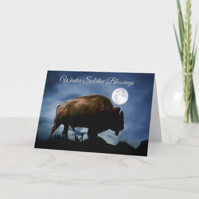 Native American Bison Winter Solstice Card | Zazzle