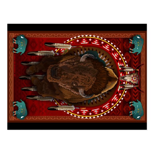 Native American Buffalo design print Postcard | Zazzle.com