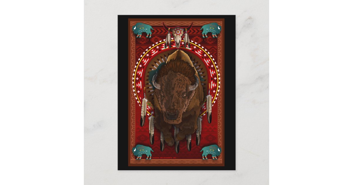 Native American Buffalo design print Postcard | Zazzle
