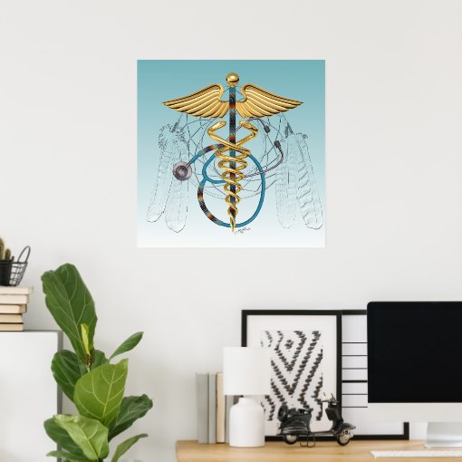 Native American Caduceus and Stethoscope Poster | Zazzle