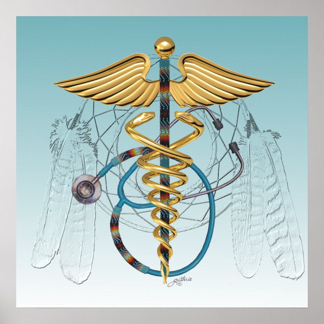 Native American Caduceus and Stethoscope Poster | Zazzle