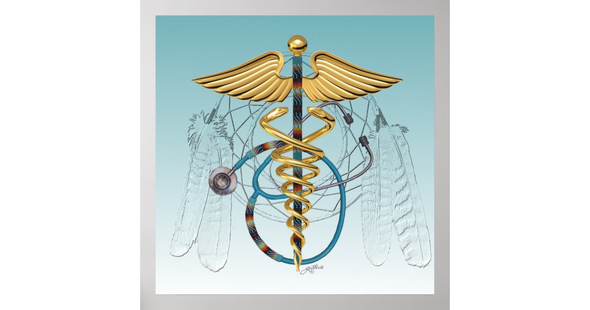 Native American Caduceus and Stethoscope Poster | Zazzle