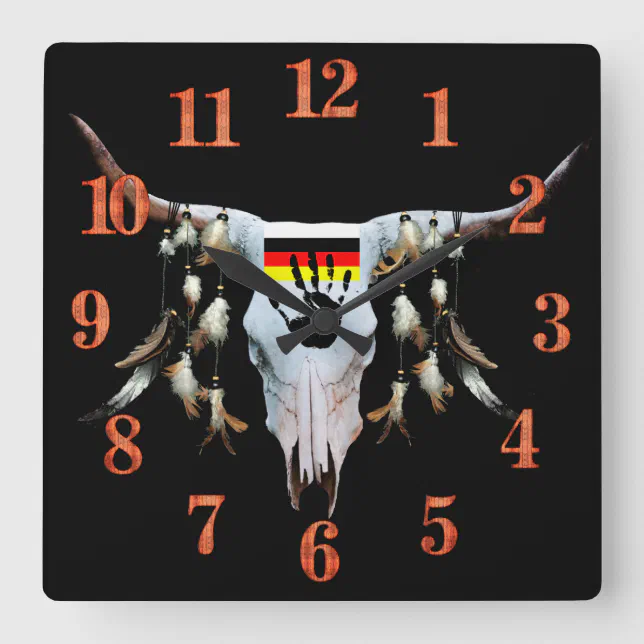 Native American Cattle Head Wall Clock | Zazzle
