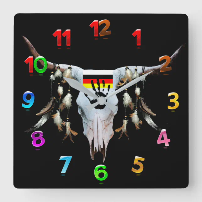 Native American Cattle Head Wall Clock | Zazzle