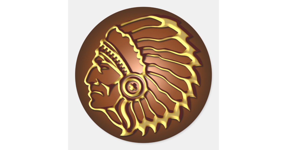 NATIVE AMERICAN CHIEF CLASSIC ROUND STICKER | Zazzle