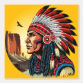 Native American Chief on wild Landscape Sunset Wallpaper | Zazzle