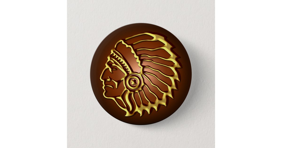 NATIVE AMERICAN CHIEF PINBACK BUTTON | Zazzle