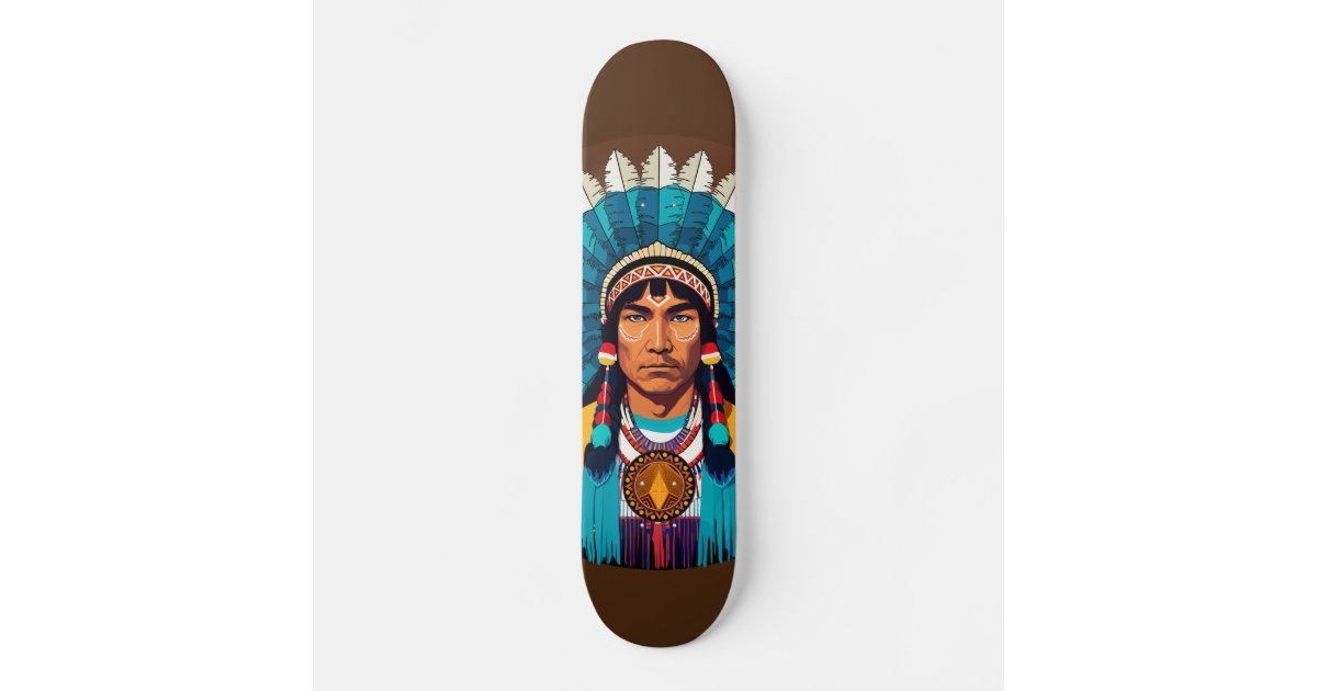 Native American Chief Powerful Portrait Skateboard | Zazzle
