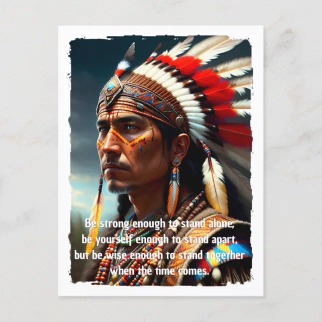 Native American Chief with Quote Postcard | Zazzle