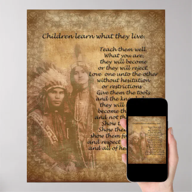 Native American "Children learn what they live" Poster | Zazzle