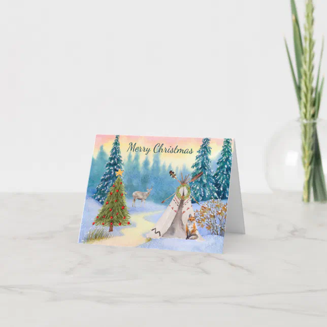 Native American Christmas Folded Holiday Card | Zazzle
