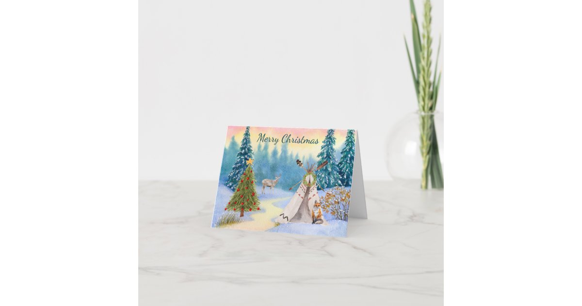 Native American Christmas Folded Holiday Card | Zazzle
