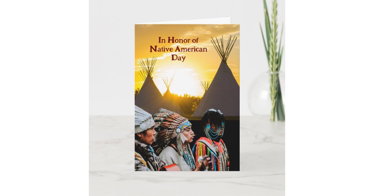 Native American Day Tipis at Sunset Card | Zazzle