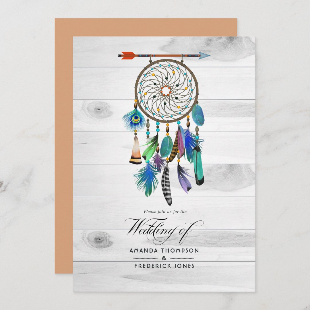 Native American Dreamcatcher Bohemian Wedding Invitation | Zazzle