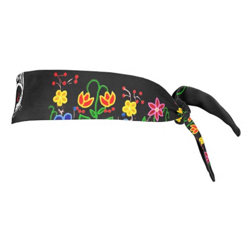 Native American Floral MMIW POW Anishinaabe Black Tie Headband | Zazzle