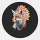 Native American Fox Indian Headdress Indigenous Pe Classic Round ...