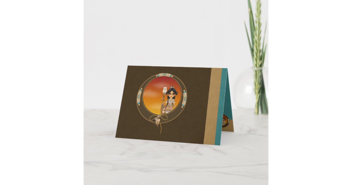 Native American Girl Holiday Card | Zazzle