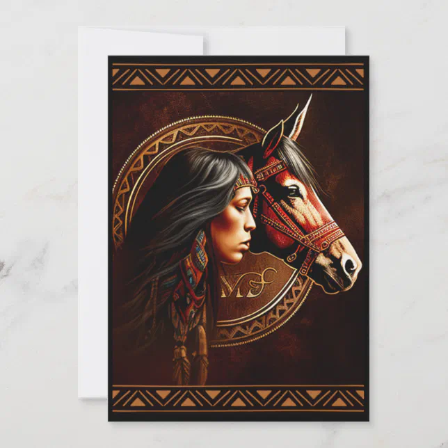 Native American Girl Horse Invitations | Zazzle