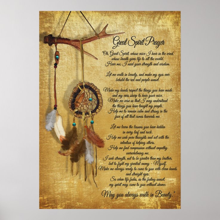 Native American Great spirit Prayer Poster | Zazzle