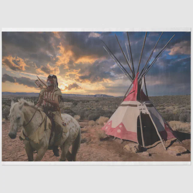 Native American Horseback Tipi Decoupage Tissue Paper | Zazzle