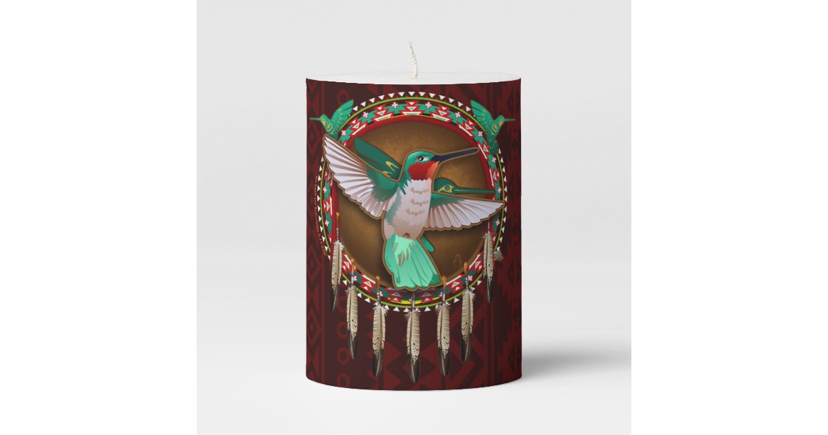 Native American hummingbird design Pillar Candle | Zazzle