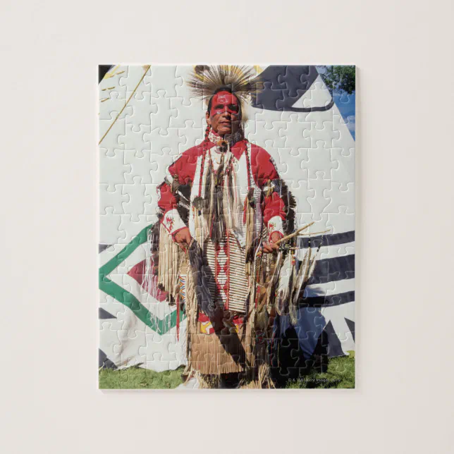 Native American in traditional garments at Jigsaw Puzzle | Zazzle