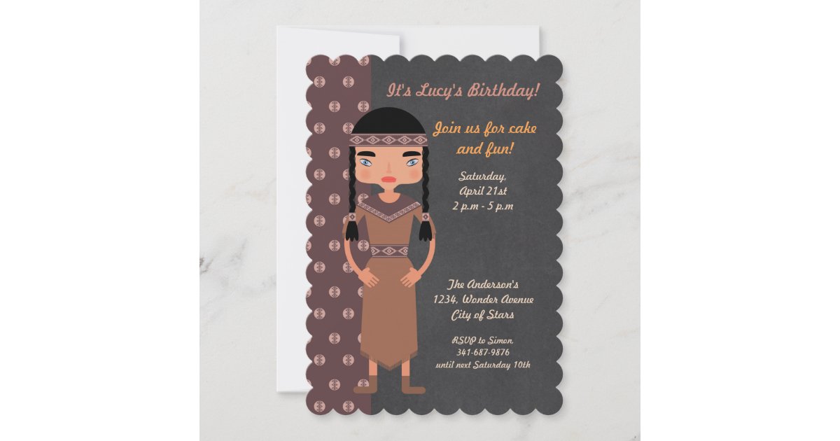 Native American Indian Birthday Party Invitation | Zazzle