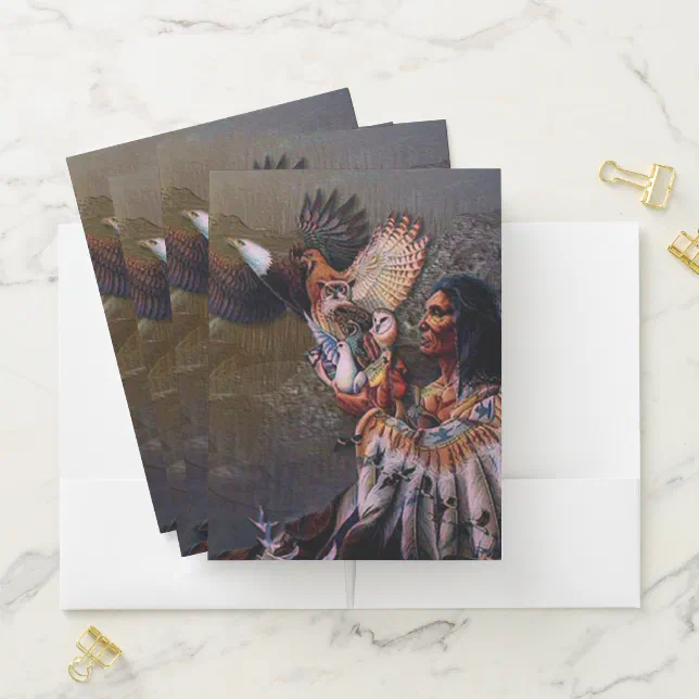 Native American Indian Chief and Animals Pocket Folder | Zazzle
