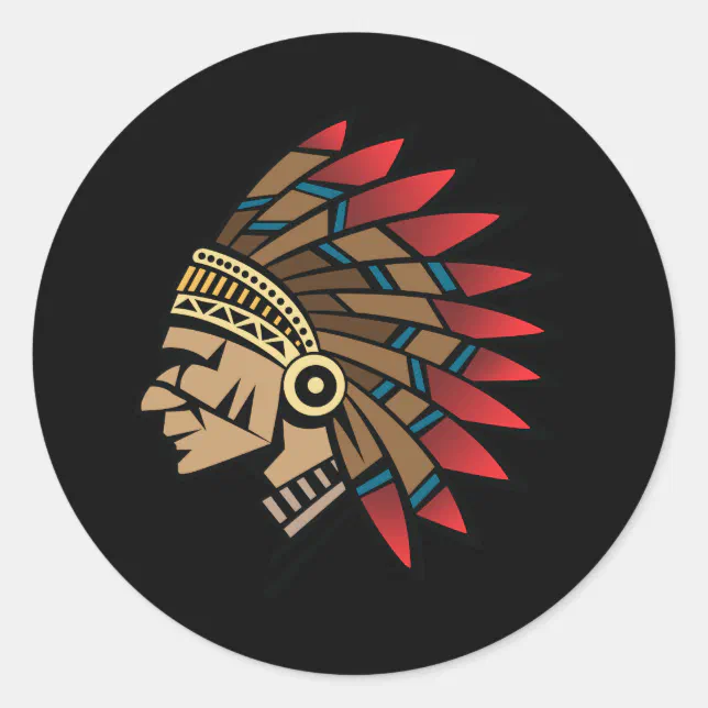 Native American Indian Chief Classic Round Sticker | Zazzle
