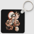 Native American Indian Chief Skull Motorcycle Head Keychain | Zazzle