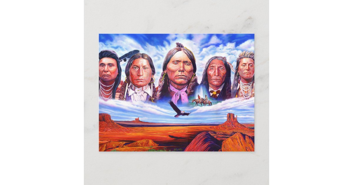 native american indian chiefs postcard | Zazzle