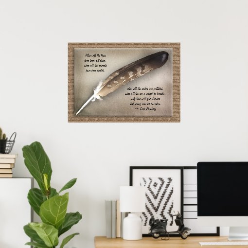Native American Indian Cree Prophecy eagle feather Poster | Zazzle