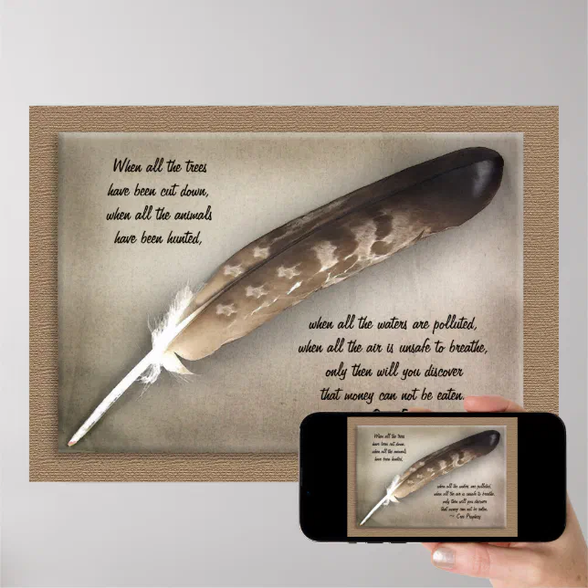 Native American Indian Cree Prophecy eagle feather Poster | Zazzle