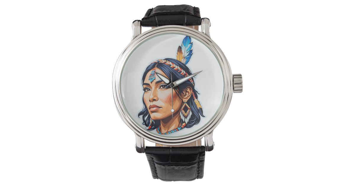 Native American Indian Lady Watch | Zazzle