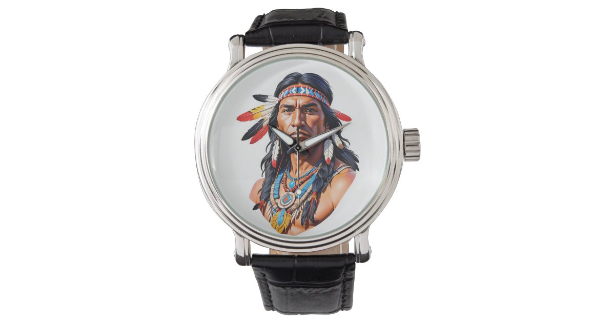Native American Indian Man Watch | Zazzle