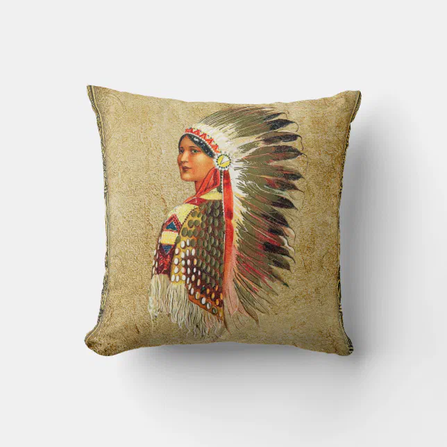 Native American Indian Princess Throw Pillow | Zazzle