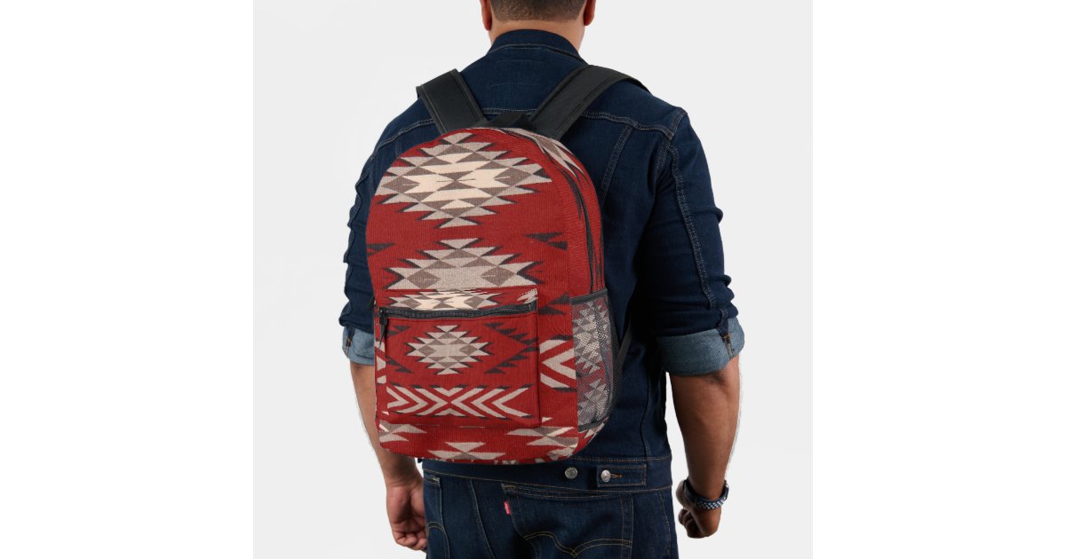 Native American Indian Southwest Pattern Red Printed Backpack | Zazzle