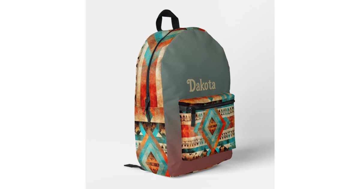 Native American Indian Style Print - Monogrammed Printed Backpack | Zazzle