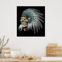 Native American Indian Tribal Gothic Skull Poster | Zazzle