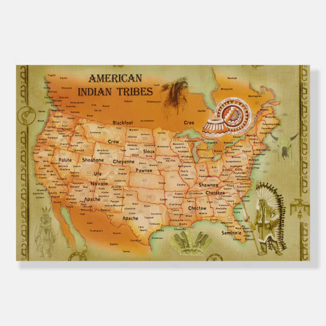 Native American Indian Tribes Map Foam Board | Zazzle