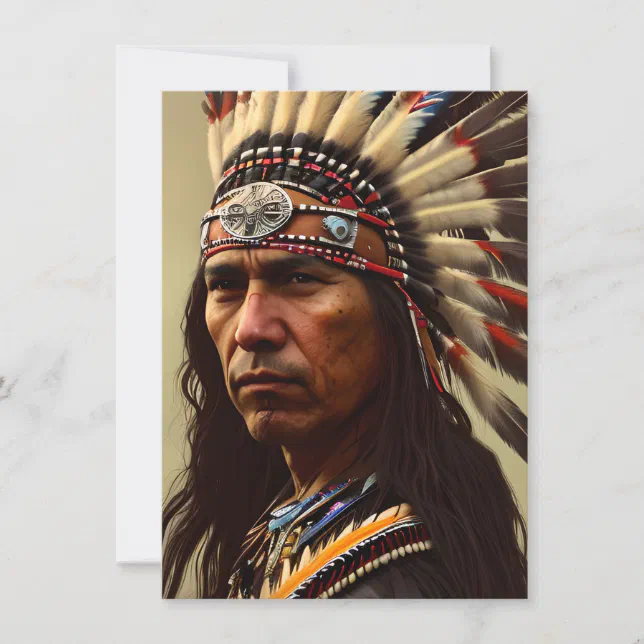 Native American Indian Warrior Thank You Card | Zazzle