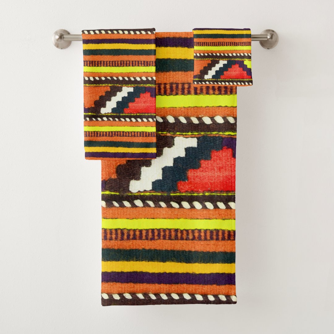 Native American Indian yellow design Bath Towel Set | Zazzle